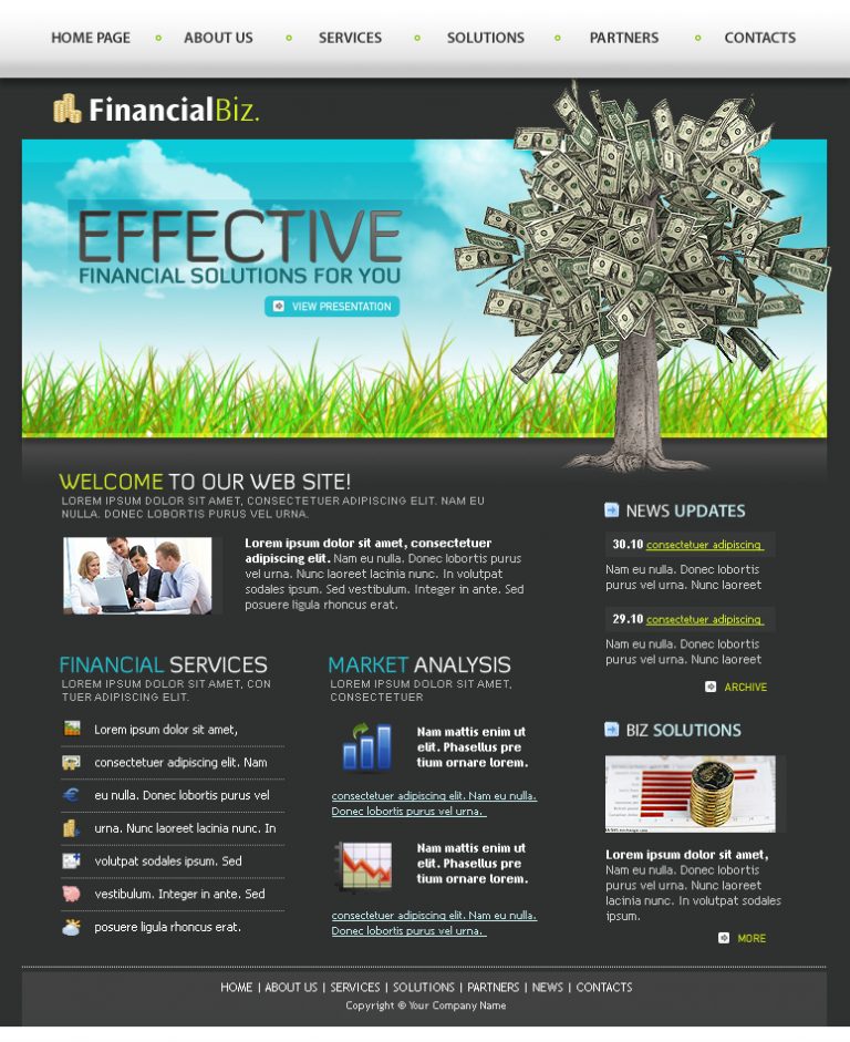 Financial Business Website Template - PSD Templates