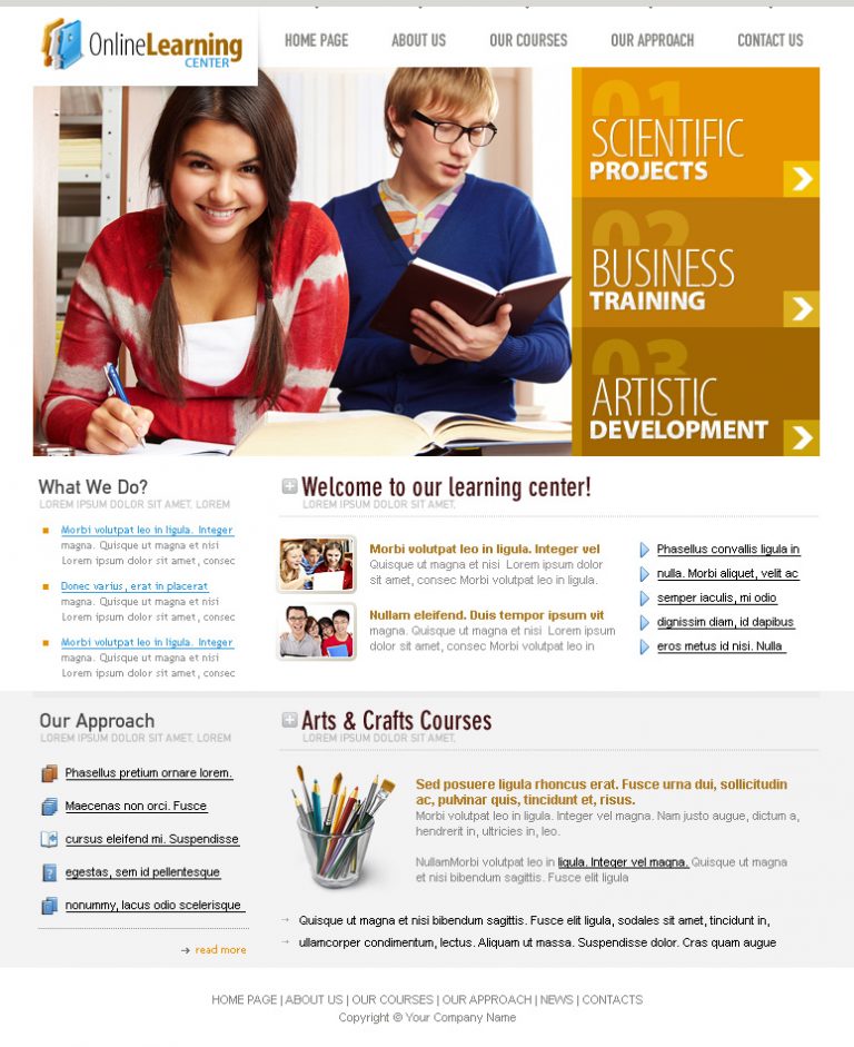 Online Learning Website Template - PSD Templates